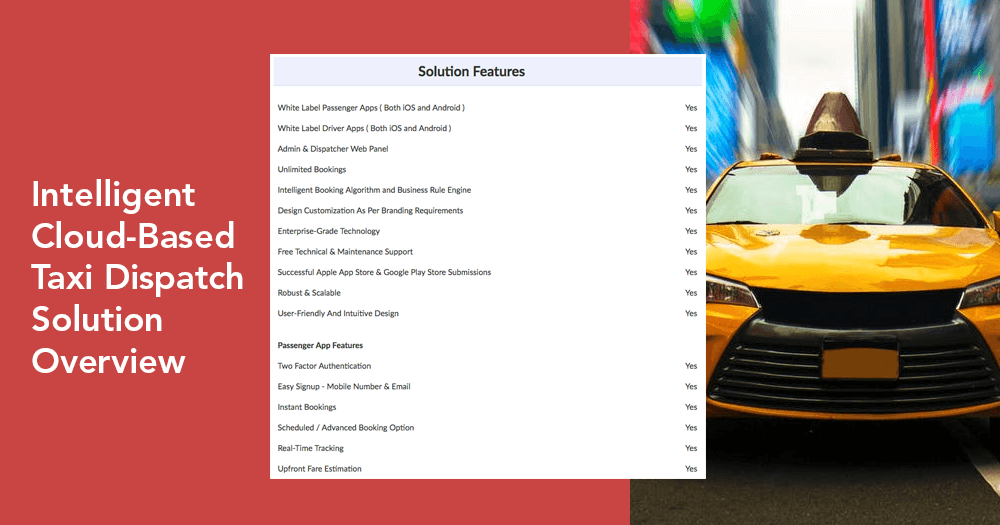 Solution Features - Taxi Dispatch Software - Taxi Pulse